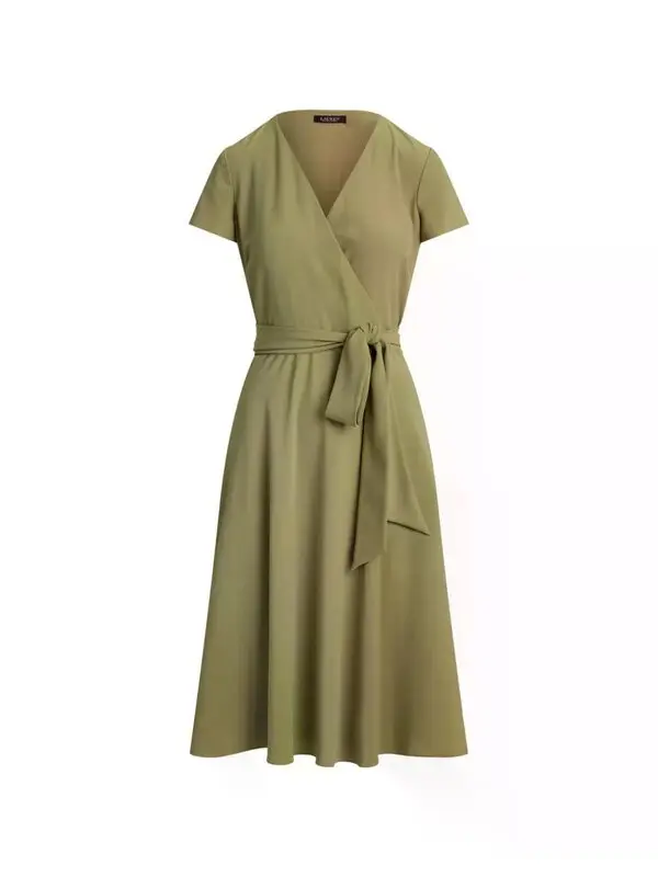 Ralph Lauren Belted Georgette Midi Dress - Green