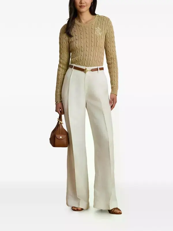 Ralph Lauren Button-trim Cable-knit Sweater - Neutrals