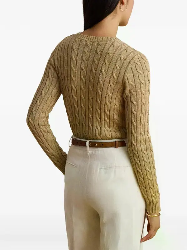 Ralph Lauren Button-trim Cable-knit Sweater - Neutrals