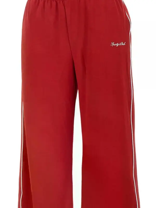 SPORTY & RICH Ruby Contrast Piping Embroidered Logo Track Pants - Red