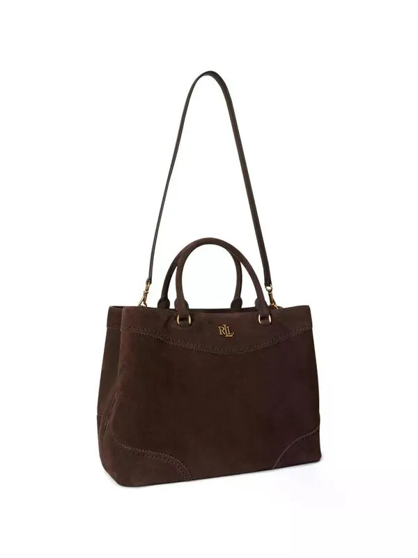 Ralph Lauren Marcy Perforated Suede Satchel Bag