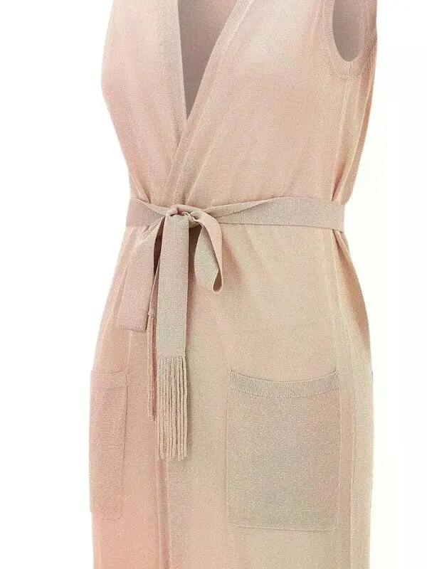 KANGRA Belted Lurex-knit Coat - Pink