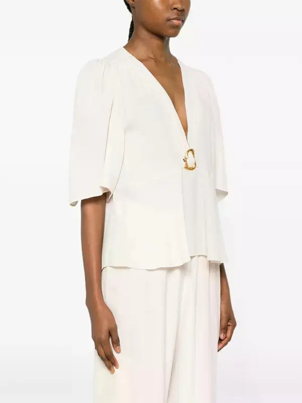 FORTE_FORTE Short Sleeve Top With Buckle Detail