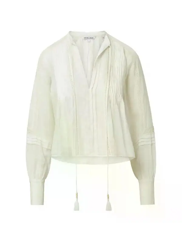 Veronica Beard Sawyer Lace-trim Ramie Blouse - Neutrals