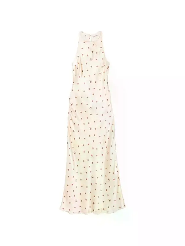 MC2 SAINT BARTH Katy Polka Dot Silk Maxi Dress - Neutrals
