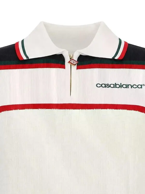 Casablanca Logo-embroidered Striped Polo Shirt - Neutrals