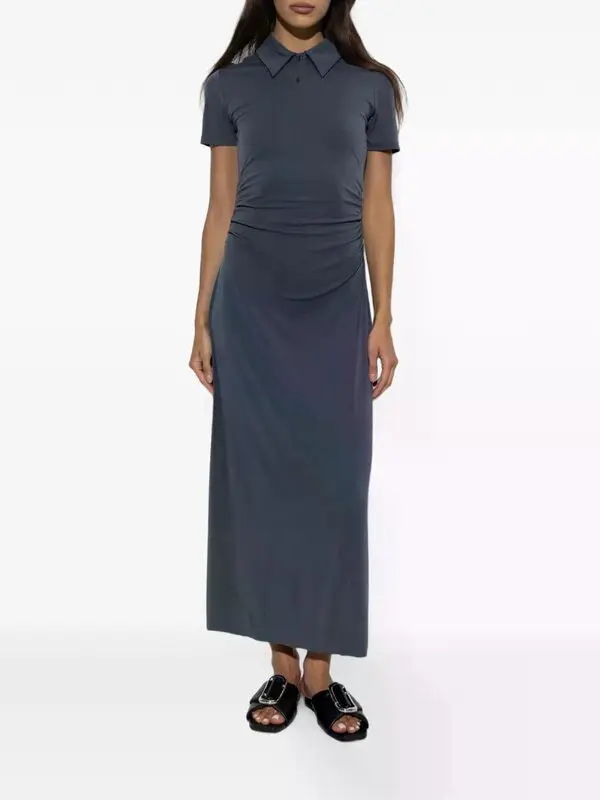 Samsøe Samsøe Sasun Ruched Polo-collar Maxi Dress - Blue