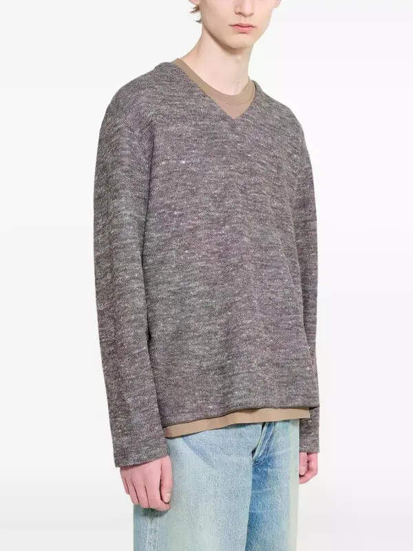 LADY WHITE CO. Melange Effect V-neck Sweater