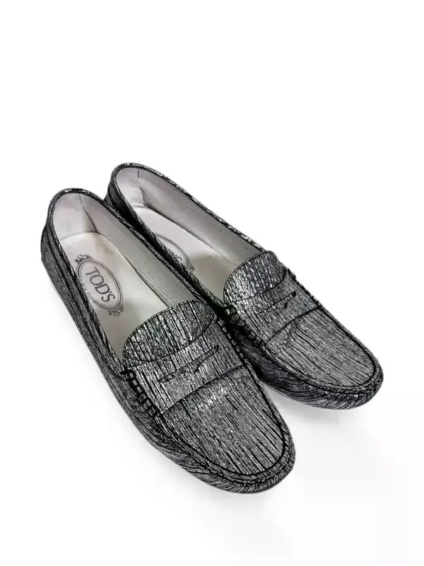 TOD'S Metallic Penny Slot Loafers