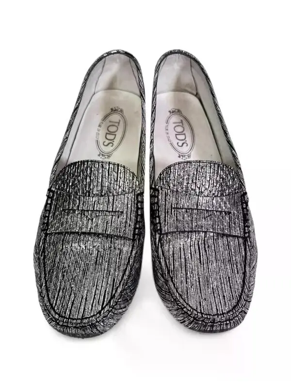 TOD'S Metallic Penny Slot Loafers