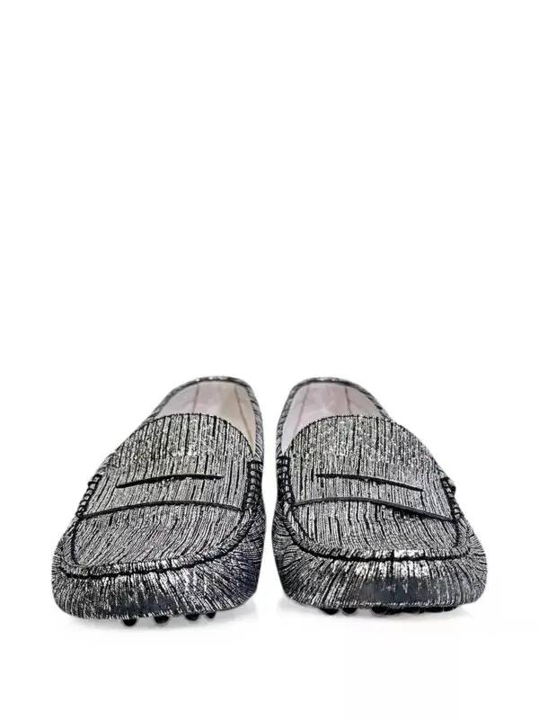 TOD'S Metallic Penny Slot Loafers