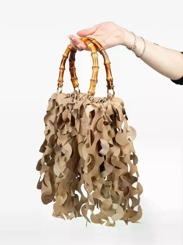 LA MILANESA Oceano Tote Bag With Bamboo Handles - Neutrals