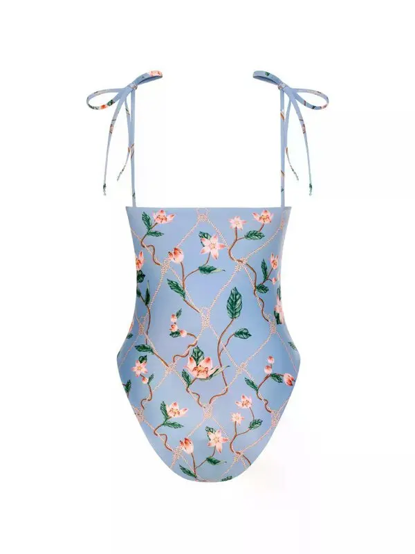 Agua Bendita Floral-print Swimsuit - Blue