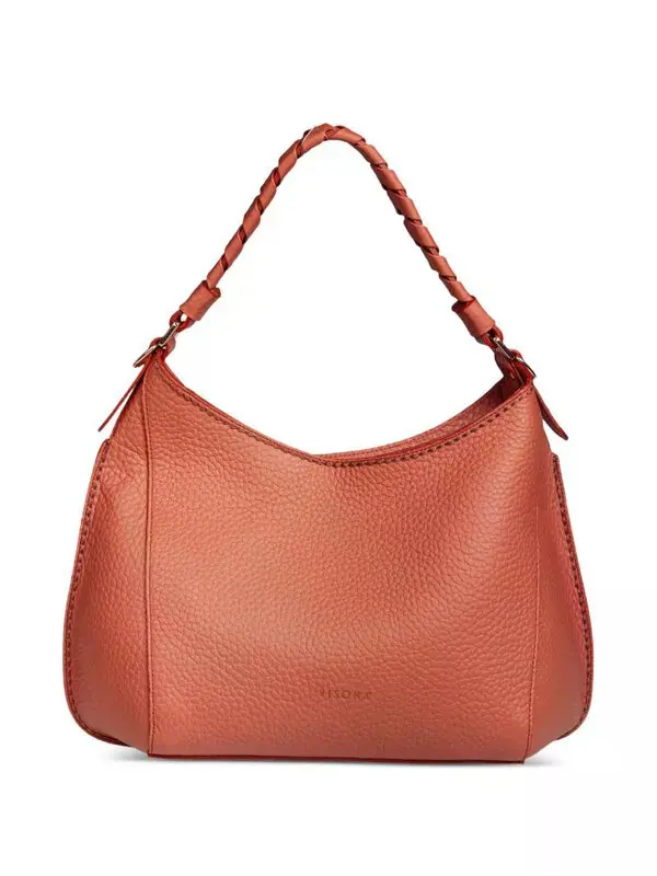 VISONA` Visona Mia Braided-handle Leather Shoulder Bag - Orange