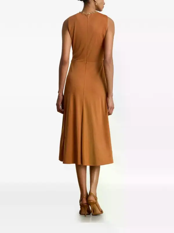 Ralph Lauren Sleeveless Twist-front A-line Midi Dress - Orange