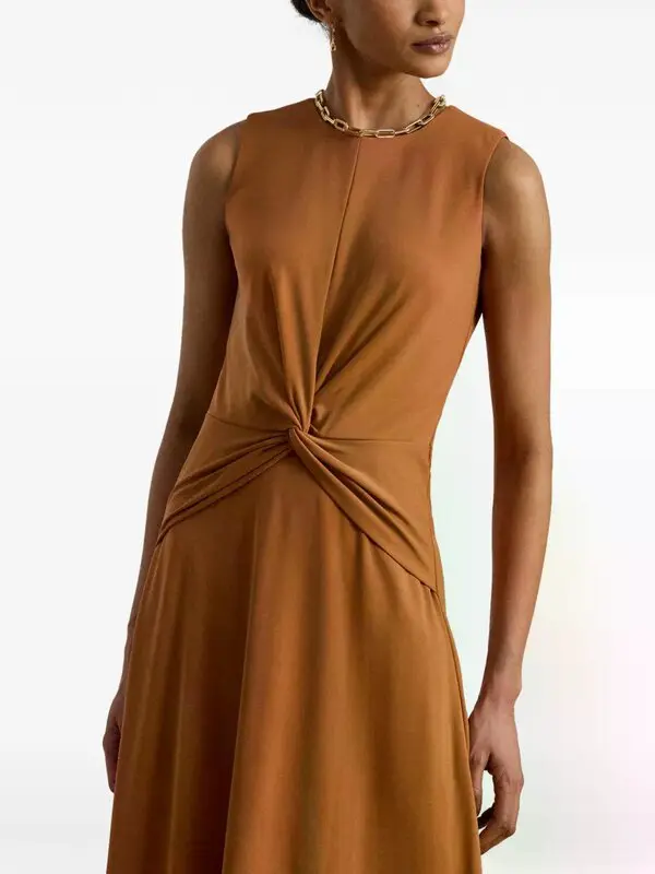 Ralph Lauren Sleeveless Twist-front A-line Midi Dress - Orange