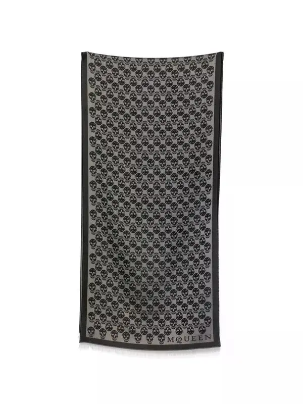 Alexander McQueen Skull-pattern Fringed Scarf - Grey