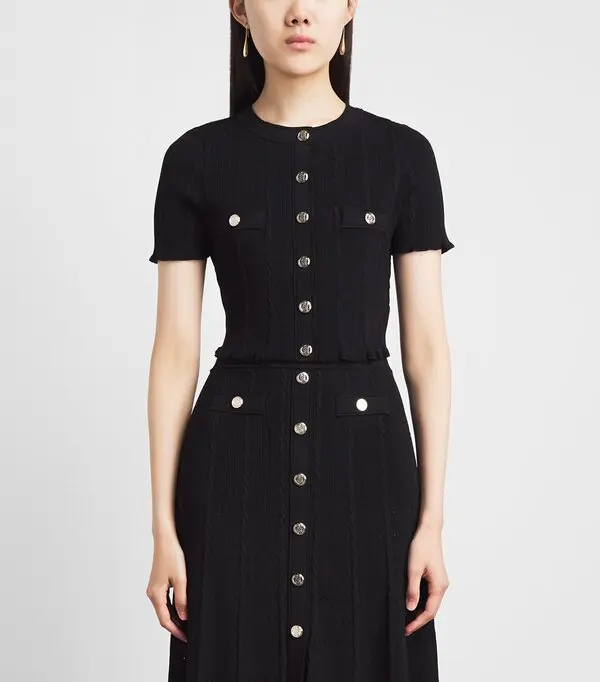 Sandro Pointelle-knit Cropped Cardigan
