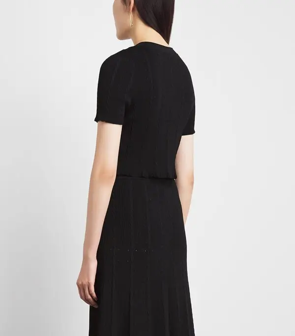 Sandro Pointelle-knit Cropped Cardigan