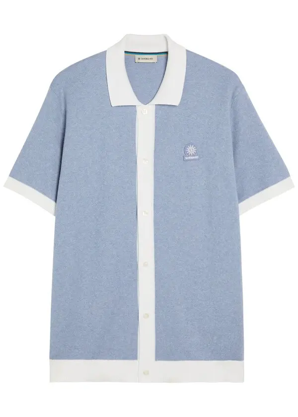 SANDBANKS Logo-appliquéd Cotton-knit Shirt - Blue
