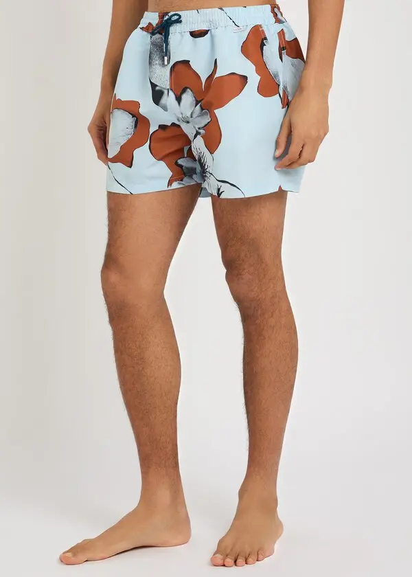 Paul Smith Floral Print Swim Shorts - Turquoise