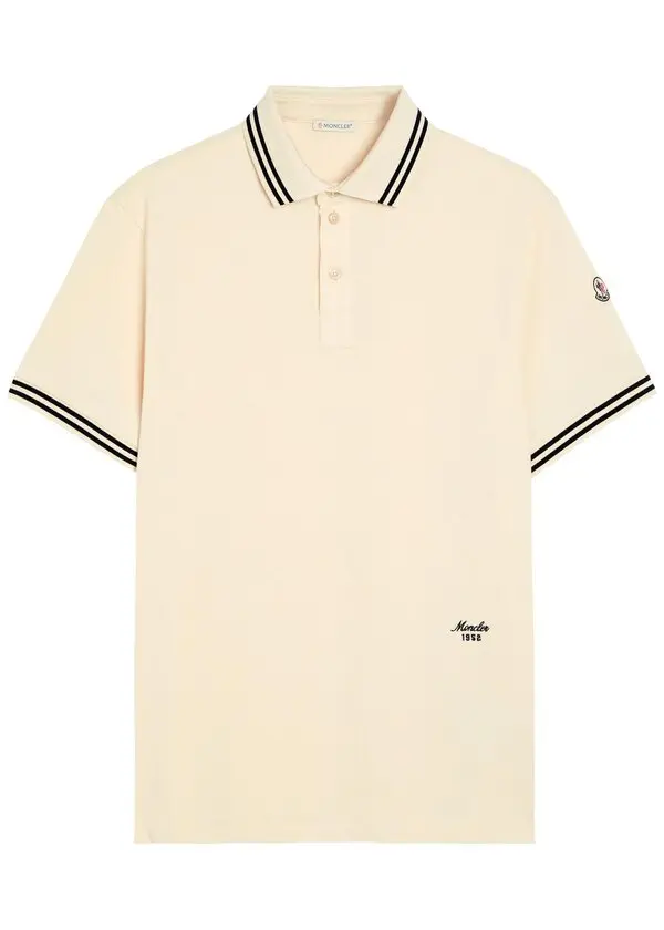 Moncler Logo-embroidered Piqué Cotton Polo Shirt
