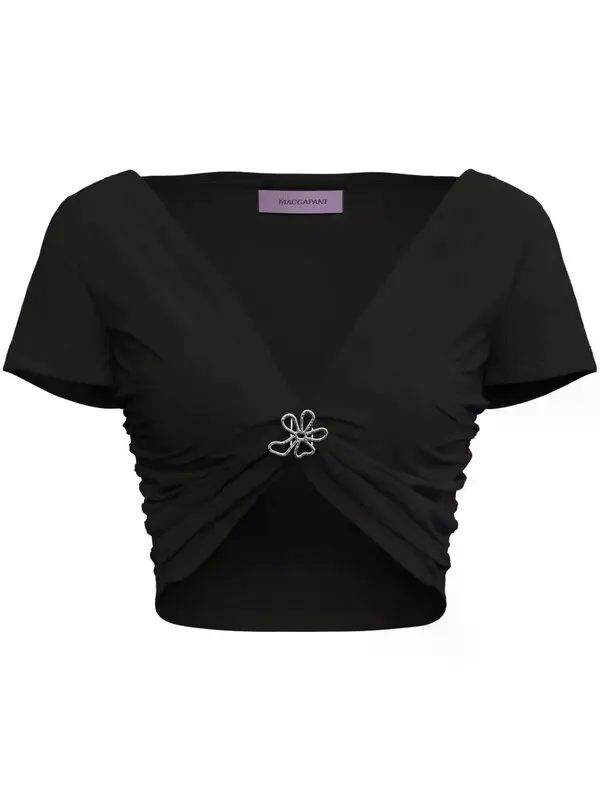 MARGHERITA MACCAPANI Angela Gathered-detail Cropped Top - Black
