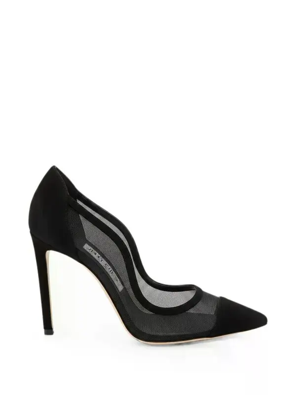 JIMMY CHOO Brigitte Mesh Panel Suede Heeled Pumps - Black