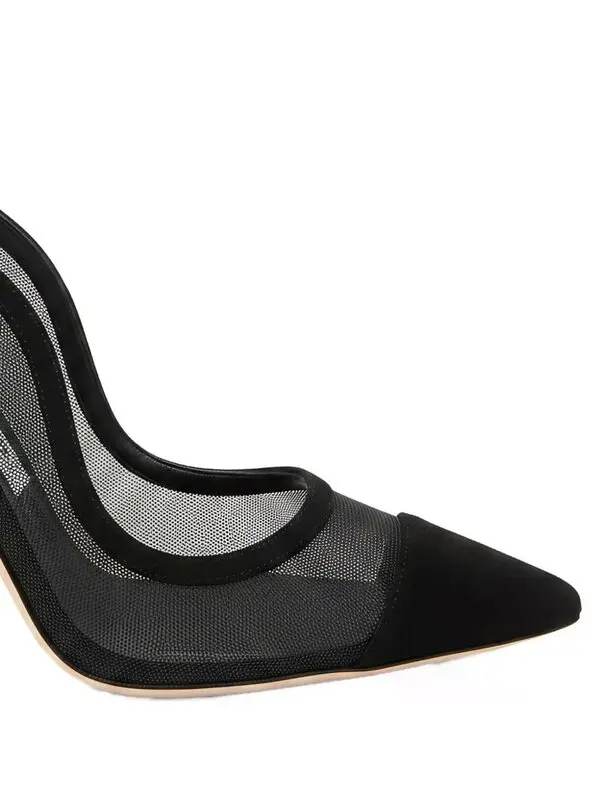 JIMMY CHOO Brigitte Mesh Panel Suede Heeled Pumps - Black
