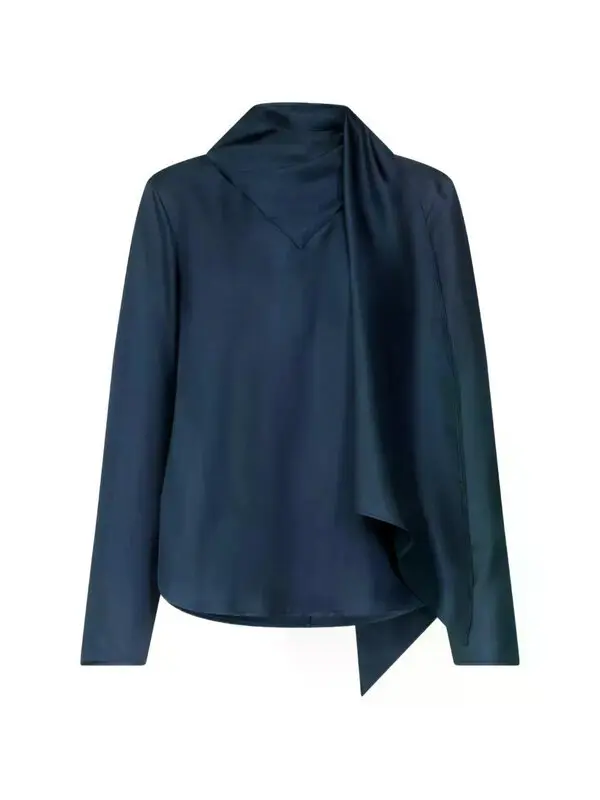 Loulou De Saison Silk-twill Draped Blouse - Blue