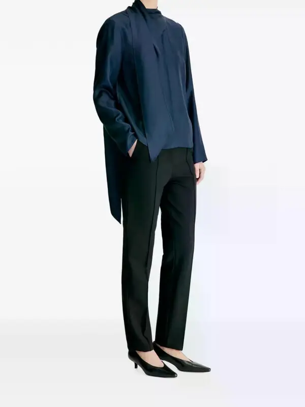 Loulou De Saison Silk-twill Draped Blouse - Blue