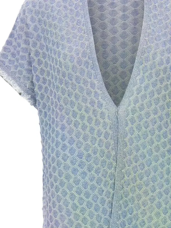 KANGRA Fringed Short-sleeve Cardigan-coat - Blue