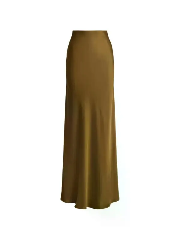 Ralph Lauren Satin Charmeuse Maxi Skirt - Brown
