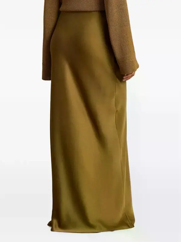 Ralph Lauren Satin Charmeuse Maxi Skirt - Brown