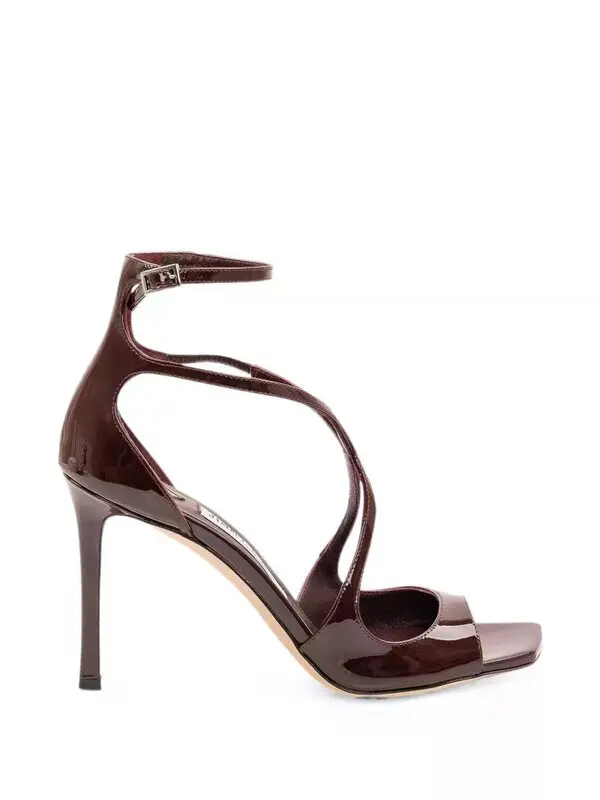 JIMMY CHOO Azia Patent Leather Heeled Sandals - Brown