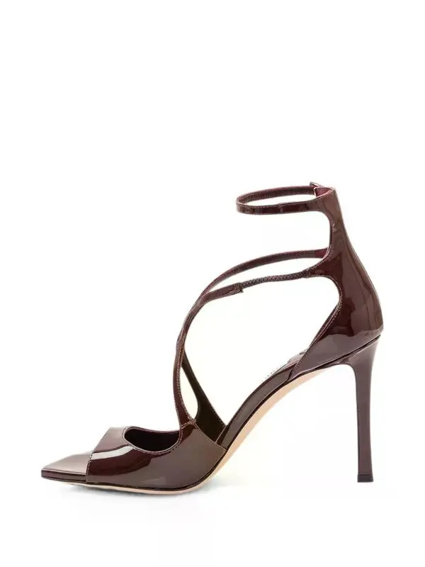 JIMMY CHOO Azia Patent Leather Heeled Sandals - Brown