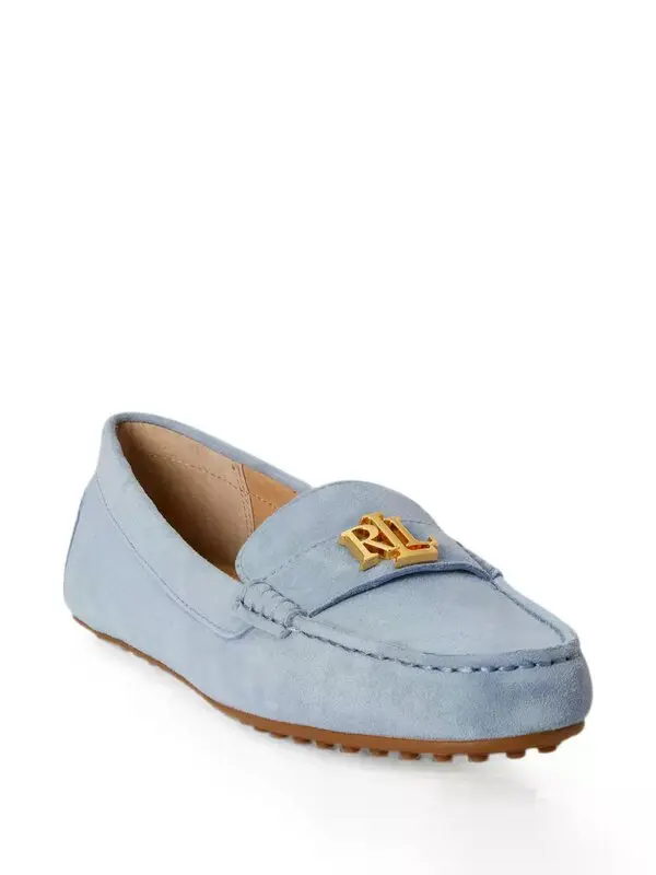 Ralph Lauren Barnsbury Suede Loafers With Logo Plaque - Blue