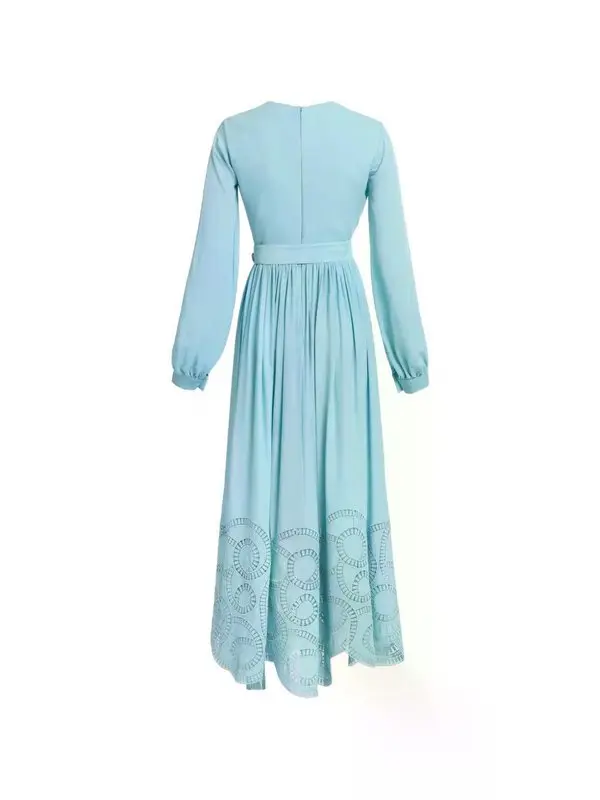 Elie Saab Macramé Detail Silk Midi Dress