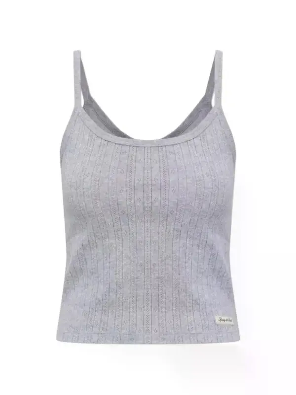 SPORTY & RICH Sleeveless Scoop-neck Cotton Blouse - Grey