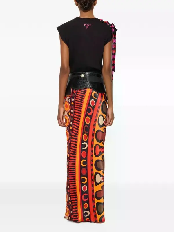 Emilio Pucci Satin Maxi Skirt With Soleil Print
