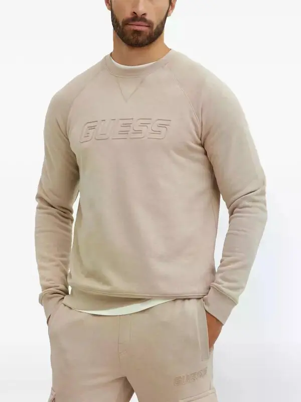 Guess Aldwin Embossed Logo Raglan Crewneck Sweater