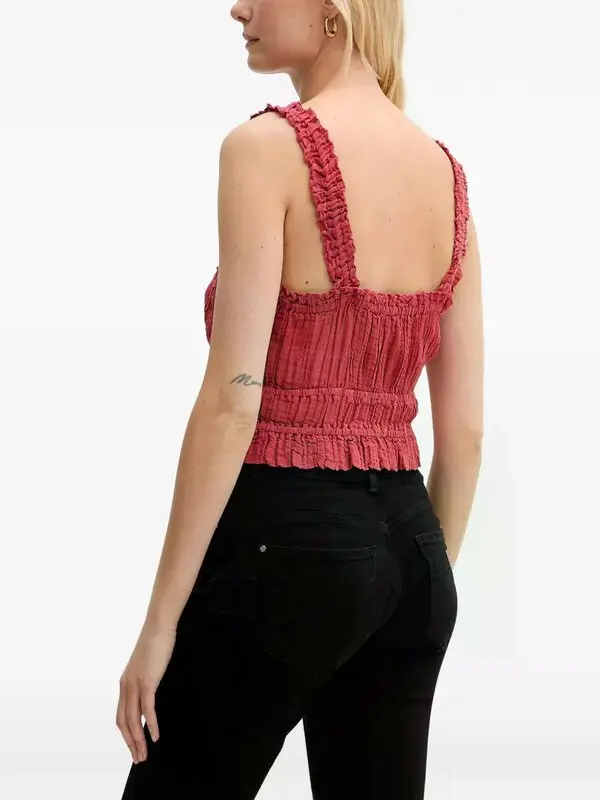 Guess Reya Smocked Broderie-anglaise Top