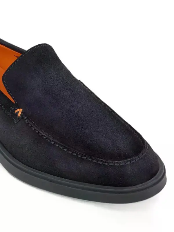 Santoni Suede Almond-toe Loafers