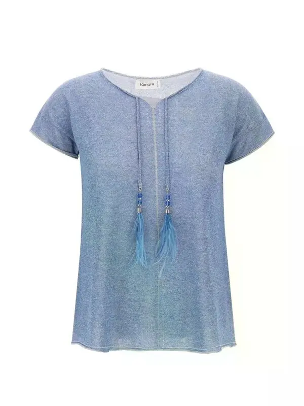 KANGRA Feather And Jewel Pendant T-shirt