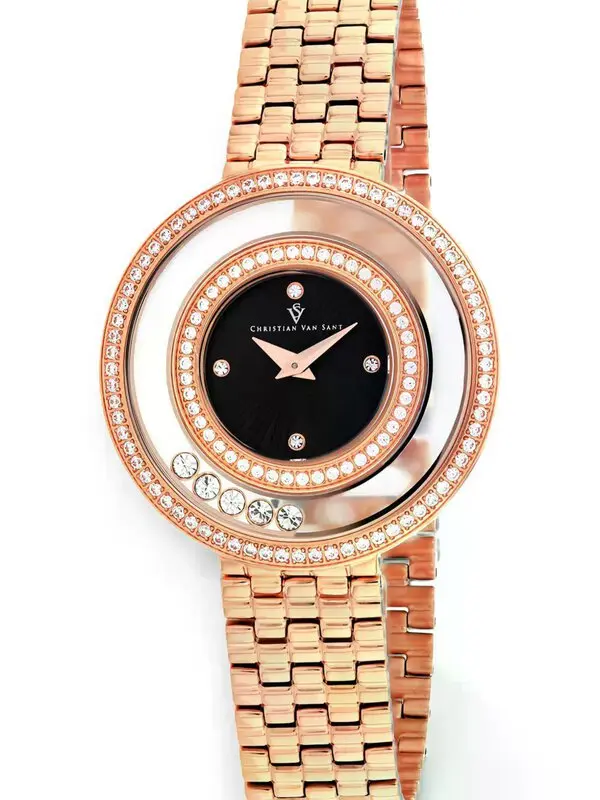 CHRISTIAN VAN SANT Gracieuse 36mm Quartz Watch With Crystal Embellishments - Black