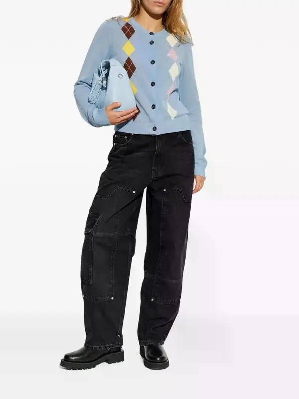 GANNI Argyle-pattern Cotton Cardigan