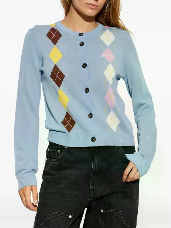 GANNI Argyle-pattern Cotton Cardigan