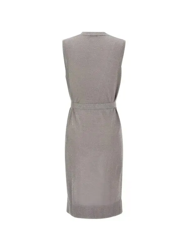 KANGRA Lurex Knit Belted Cardigan-coat - Grey