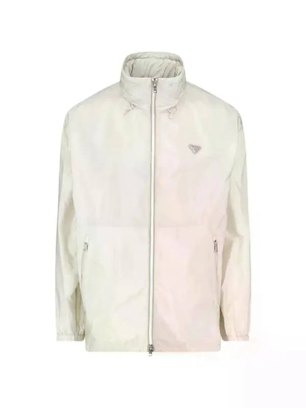 Prada Zip-up Jacket With Drawstring High Neck