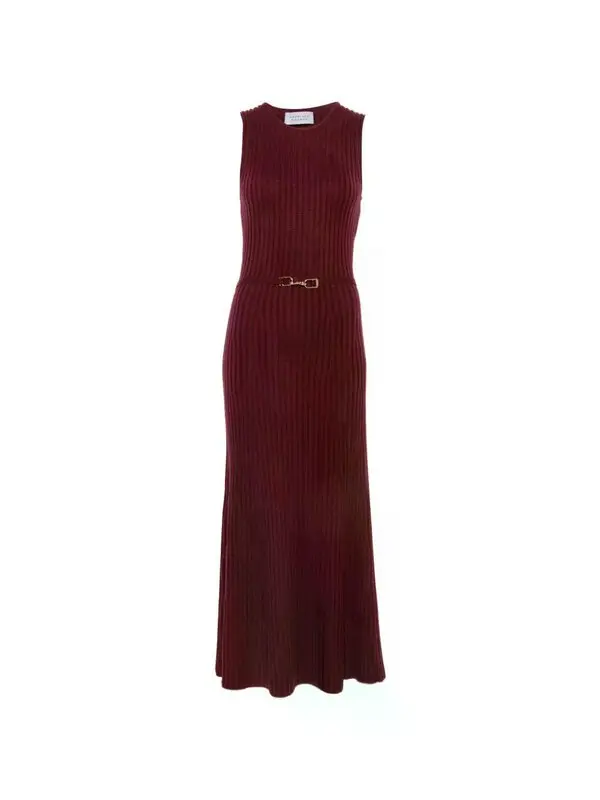 Gabriela Hearst Belted Ribbed-knit Midi Dress - Red